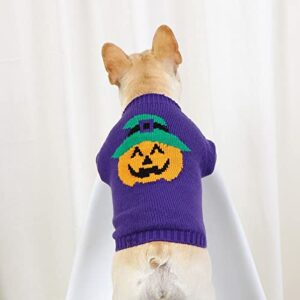 Neiwech Dog Sweater Halloween Pumpkin Pet Dog Sweaters Holiday Party Knitwear for Puppy (Purple, M)