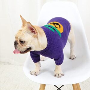 Neiwech Dog Sweater Halloween Pumpkin Pet Dog Sweaters Holiday Party Knitwear for Puppy (Purple, M)