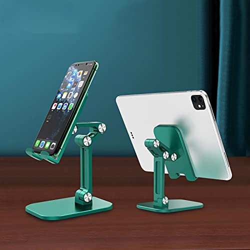 KUAW Cell Phone Stand, Angle Height Adjustable Phone Stand for Desk, Thick Case Friendly Phone Holder Stand for Desk, iPhone/Ipad/All Mobile Phones,Foldable Cell Phone Stand (Green)