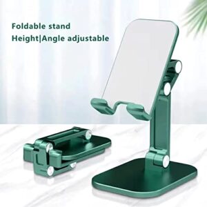 KUAW Cell Phone Stand, Angle Height Adjustable Phone Stand for Desk, Thick Case Friendly Phone Holder Stand for Desk, iPhone/Ipad/All Mobile Phones,Foldable Cell Phone Stand (Green)