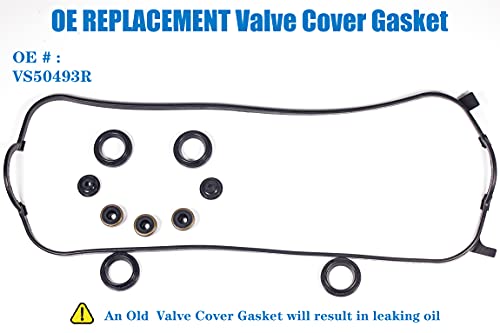 VS50493R Engine Valve Cover Gasket Set & Gasket Maker(650º F) Compatiable & With 94-02 Honda Accord EX LX DX SE Odyssey/97-99 Acura CL / 98-99 Isuzu Oasis 2.2L 2.3L valve cover gasket