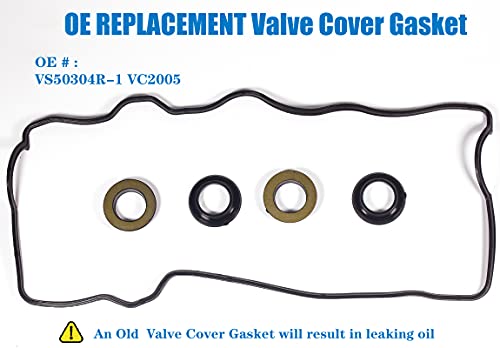 VS50304R-1 1987-2000 Engine Valve Cover Gasket & Spark Plug Tube Seals Gasket Maker(650º F) Compatible With 1987-2000 Toyota Camry, 1987-1999 Celica,1991-1995 MR2, 2.0L 2.2L L4 3SFE 5SFE VC2005