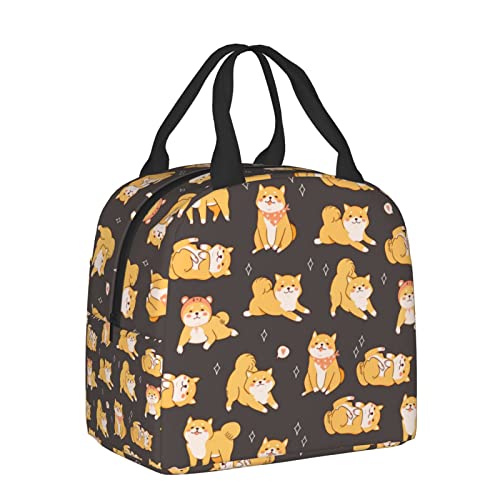 PrelerDIY Shiba Inu Brown Lunch Box - Insulated Lunch Bags for Kids Boys Girls Reusable Lunch Tote Bags, Perfect for School/Camping/Hiking/Picnic/Beach/Travel