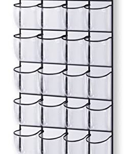 KEETDY 28 Large Clear Over The Door Shoe Rack with Crystal Pockets Hanging Shoe Organizer Storage Shoe Holder for Closet Hanger, White