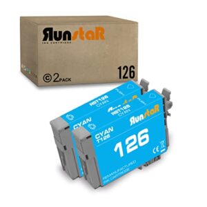 run star 2 pack 126 cyan remanufactured ink cartridge replacement for epson 126 t126 use for epson stylus nx330 nx430 workforce wf-3520 wf-3540 wf-7010 wf-7510 wf-7520 60 545 635 840 printer (2 cyan)