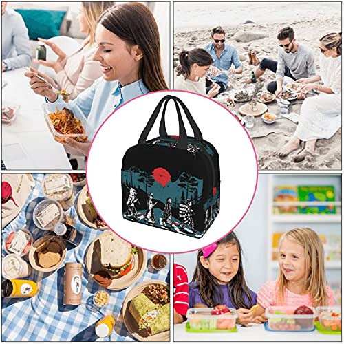 WCRSAIN Black Anime Lunch Bag Insulated Women Men Portable Lunch Box Reusable Tote For Travel Office Outdoor Beach Bento Storage Organizer