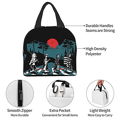 WCRSAIN Black Anime Lunch Bag Insulated Women Men Portable Lunch Box Reusable Tote For Travel Office Outdoor Beach Bento Storage Organizer