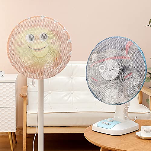 Cartoon Fan Dust Cover 16"/18" Fan Filters Kid Finger Protector Summer Cute Washable Dustproof Safety Cover Anti-Pinch Hand Fan Mesh Cover Dustproof (18")