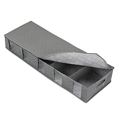 XIDAJIE Under Bed Storage Bags Container, Adjustable Dividers Storage Bag with Lids Under Bed Multifunction Foldable Organizer Storage Box Bins for Clothes Boots Toys Comforters