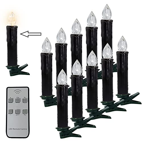 Gedengni Black Taper Candles with Remote Battery Operated Taper Candlesticks for Halloween Party Christmas Decoration