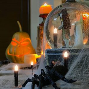 Gedengni Black Taper Candles with Remote Battery Operated Taper Candlesticks for Halloween Party Christmas Decoration