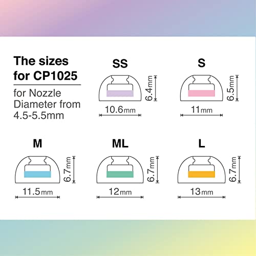 SpinFit CP1025-M/S- Medical Grade Silicone Patented Ear Tips, Secure Fit and Supreme Comfort Fits MTW3, Jabra Elite 7, Galaxy Buds 2 & More (2 Pairs) (for Nozzle Diameter from 4-5.5mm)