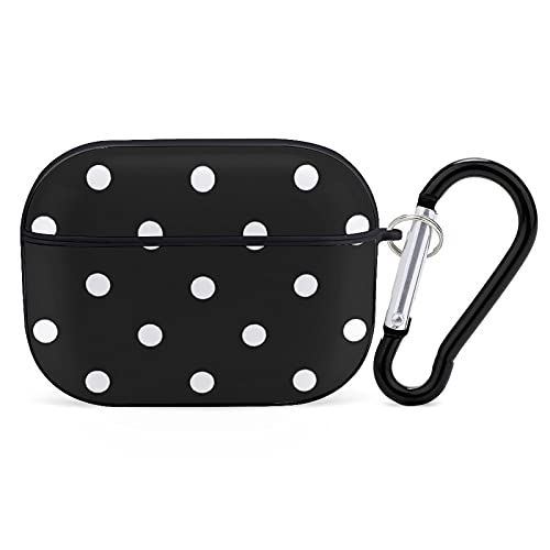 YouTary Polka Dot Black and White Simple Pattern Apple Airpods pro Case Cover with Keychain, Headphone Cover Unisex Shockproof Protective Wireless Charging Headset Accessories