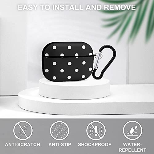 YouTary Polka Dot Black and White Simple Pattern Apple Airpods pro Case Cover with Keychain, Headphone Cover Unisex Shockproof Protective Wireless Charging Headset Accessories