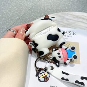 3D Milk Cow Case for Airpod Pro/Pro 2nd,3D Cartoon Cute Dairy Cattle Case for Kids Girls Teens Boys,Fashion Kawaii Character Milch Cow Soft Case with Cow Pendant for Airpod Pro 2019/Pro 2nd 2022