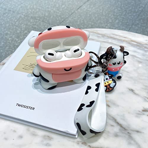 3D Milk Cow Case for Airpod Pro/Pro 2nd,3D Cartoon Cute Dairy Cattle Case for Kids Girls Teens Boys,Fashion Kawaii Character Milch Cow Soft Case with Cow Pendant for Airpod Pro 2019/Pro 2nd 2022