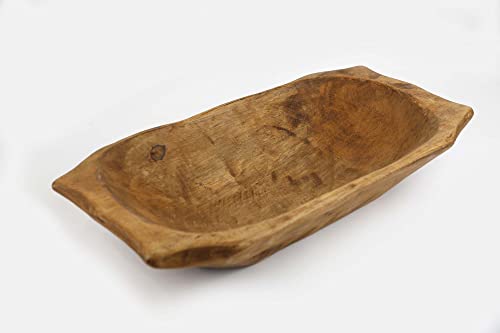 Rustic Deep Wooden Dough Bowl with Handles-Trencher-Batea-Wooden Doughboard-Doughbowl-9-10W x 18-19L-Choice of Colors (Natural)