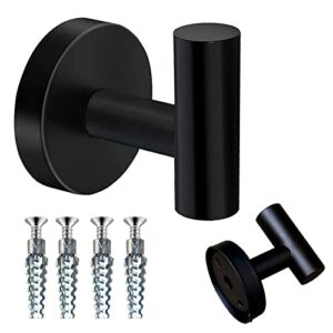 quanhee bathroom towel hooks matte black sus 304 stainless wall hook heavy duty hanger coat/robe/hat for kitchen living room bedroom hotel office cabinet 2 pack (matte black), quanhee05