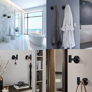 QUANHEE Bathroom Towel Hooks Matte Black SUS 304 Stainless Wall Hook Heavy Duty Hanger Coat/Robe/Hat for Kitchen Living Room Bedroom Hotel Office Cabinet 2 Pack (Matte Black), QUANHEE05