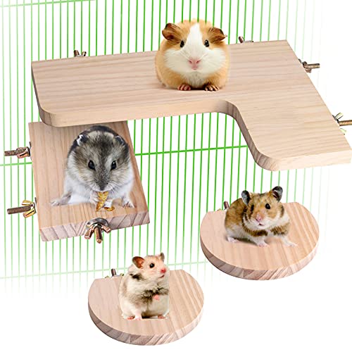 Chinchilla Cage Accessories Wooden Platform,Rat Cage Accessories Chinchilla Toys Dwarf Hamster Cage Standing Pedals, Sturdy Standing and Jumping Wooden Board for Rat Cage Chinchilla Cage Parrot Cage