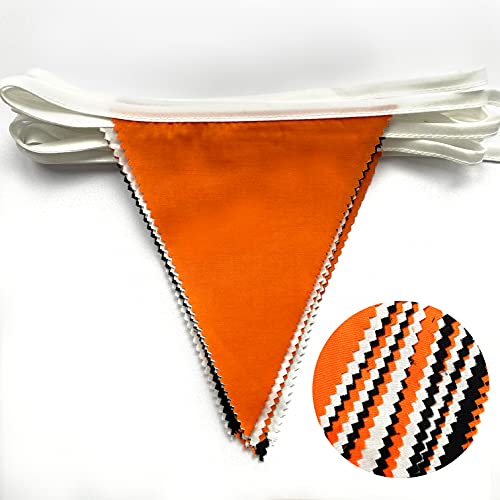 32Ft Orange Black White Graduation Party Decorations 2023 Halloween Pennant Banner Fabric Triangle Flag Bunting Garland for Thanksgiving Wedding Birthday Home Nursery Outdoor Garden Hanging Decoration