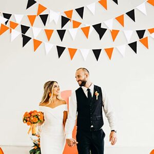 32Ft Orange Black White Graduation Party Decorations 2023 Halloween Pennant Banner Fabric Triangle Flag Bunting Garland for Thanksgiving Wedding Birthday Home Nursery Outdoor Garden Hanging Decoration