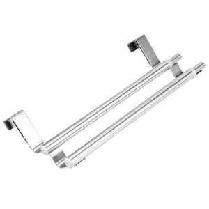 towel rack, double-layer stainless steel bathroom rack with adjustable rod, hung on cabinet, table, wall, door, suitable for bedroom, bathroom, kitchen, garage