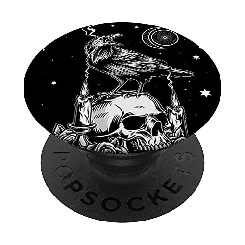 Black Crow Raven Skull Viking Norse Occult Gothic PopSockets Swappable PopGrip