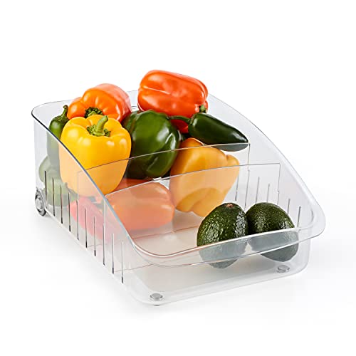 YouCopia RollOut Fridge Drawer 10", Clear BPA-Free Refrigerator Bin Organizer and Storage with Adjustable Dividers