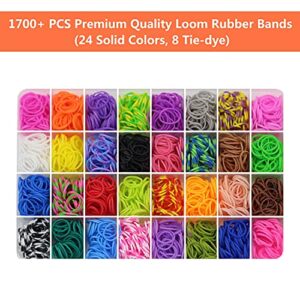 1850+ Loom Bands in 32 Variety Colors, Loom Bracelet Refill Set with Premium Quality Accessories for Kids Boys & Girls, Rubber Bands Bracelet Kit