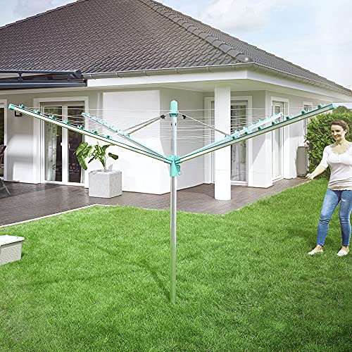 Leifheit Rotary Dryer Linomatic 500 Easy Umbrella Clothesline, Silver