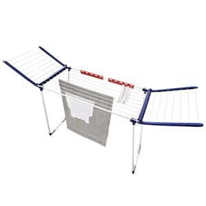 Leifheit Pegasus 180 Gullwing Drying Rack with 19.7 Yards of Hanging Space, White and Blue