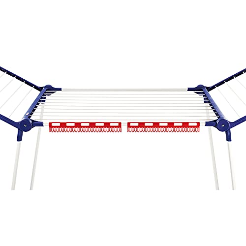 Leifheit Pegasus 180 Gullwing Drying Rack with 19.7 Yards of Hanging Space, White and Blue