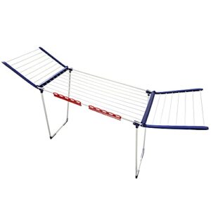 Leifheit Pegasus 180 Gullwing Drying Rack with 19.7 Yards of Hanging Space, White and Blue