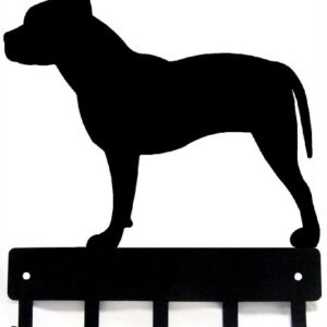 The Metal Peddler Pit Bull Terrier Key Holder Dog Leash Hanger for Wall - Large 9 inch Wide - Made in USA; Gift for Dog Lovers