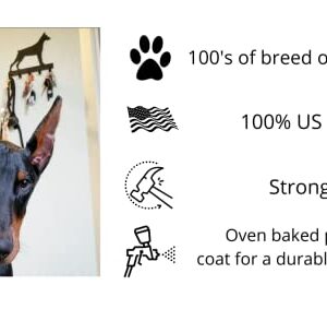 The Metal Peddler Pit Bull Terrier Key Holder Dog Leash Hanger for Wall - Large 9 inch Wide - Made in USA; Gift for Dog Lovers