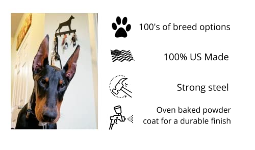 The Metal Peddler Pit Bull Terrier Key Holder Dog Leash Hanger for Wall - Large 9 inch Wide - Made in USA; Gift for Dog Lovers