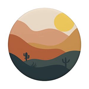 Abstract Mountains Cactus Desert Landscape in Terracotta PopSockets Swappable PopGrip