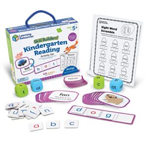 learning resources skill builders! kindergarten reading activity set - 122 pieces, ages 5+ kindergarten learning essential materials, reading activities for kids, kindergarten homeschool supplies