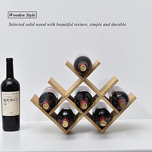 KIRIGEN Wooden 8-Bottle Wine Rack - 3-Tier Wood Wine Display Rack/Free Standing and Countertop Wine Storage Shelf - Bottle Holder/Cabinet Glass Rack Natural XHJJ3-NA