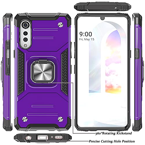 AYMECL Compatible for LG Velvet 5G Case LG Velvet 5G UW case,Military Grade Shockproof Protective Case,with Kickstand,for LG Velvet 5G-Purple