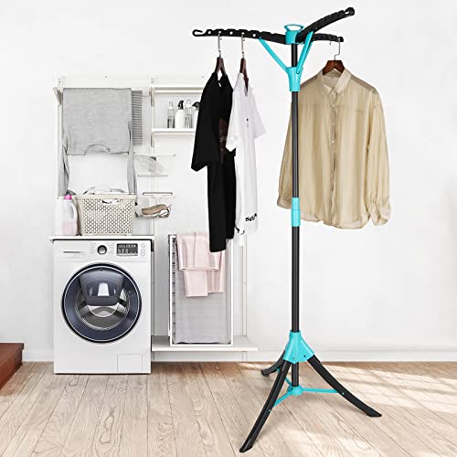 RYGOAL Tripod Clothes Drying Rack, Collapsible Laundry Drying Rack with 3 Arms and 36 Garment Hangers, Indoor Clothing Drying Rack for Wet and Dry Laundry