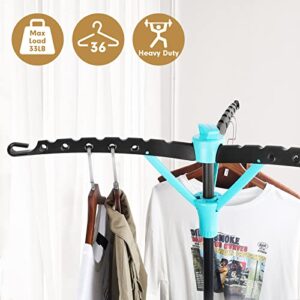 RYGOAL Tripod Clothes Drying Rack, Collapsible Laundry Drying Rack with 3 Arms and 36 Garment Hangers, Indoor Clothing Drying Rack for Wet and Dry Laundry