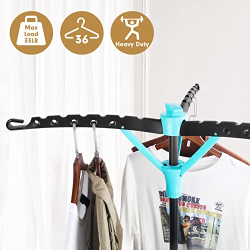 RYGOAL Tripod Clothes Drying Rack, Collapsible Laundry Drying Rack with 3 Arms and 36 Garment Hangers, Indoor Clothing Drying Rack for Wet and Dry Laundry