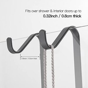 FINECHI Over the Door Shower Caddy Hanging Storage Organizer Rust Proof Aluminum Bathroom Tub Storage Rack with Hooks and Baskets(Matte Black, 2-Tier)