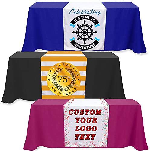 Custom Table Runner 36"x72"with Business Logo or Your Text Personalized Tablecloth Runners Customize with Logo for Birthday Wedding Anniversary Tradeshow Events