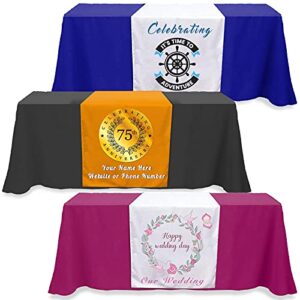 Custom Table Runner 36"x72"with Business Logo or Your Text Personalized Tablecloth Runners Customize with Logo for Birthday Wedding Anniversary Tradeshow Events