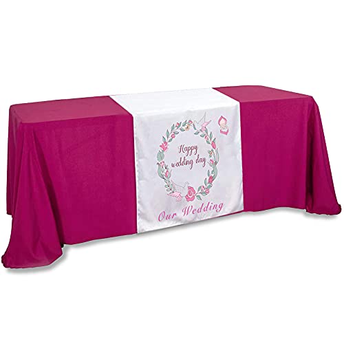 Custom Table Runner 36"x72"with Business Logo or Your Text Personalized Tablecloth Runners Customize with Logo for Birthday Wedding Anniversary Tradeshow Events