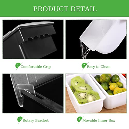 POWLAB Ice Cooled Condiment Serving Container Fruit Veggie Condiment Caddy Plastic Garnish Station with Lid for Fruit ,Ice Cream,Salad Bar-Topping Organizer for Restaurant Supplies (6 Compartments)