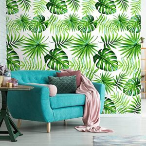 2 Pieces Palm Leaf Table Covers Hawaii Green Palm Leaves Tablecloths Tropical Leaves Table Cloths and 2 Pieces Palm Leaves Banners Palm Leaves Banner Decorations for Tropical Party Decorations